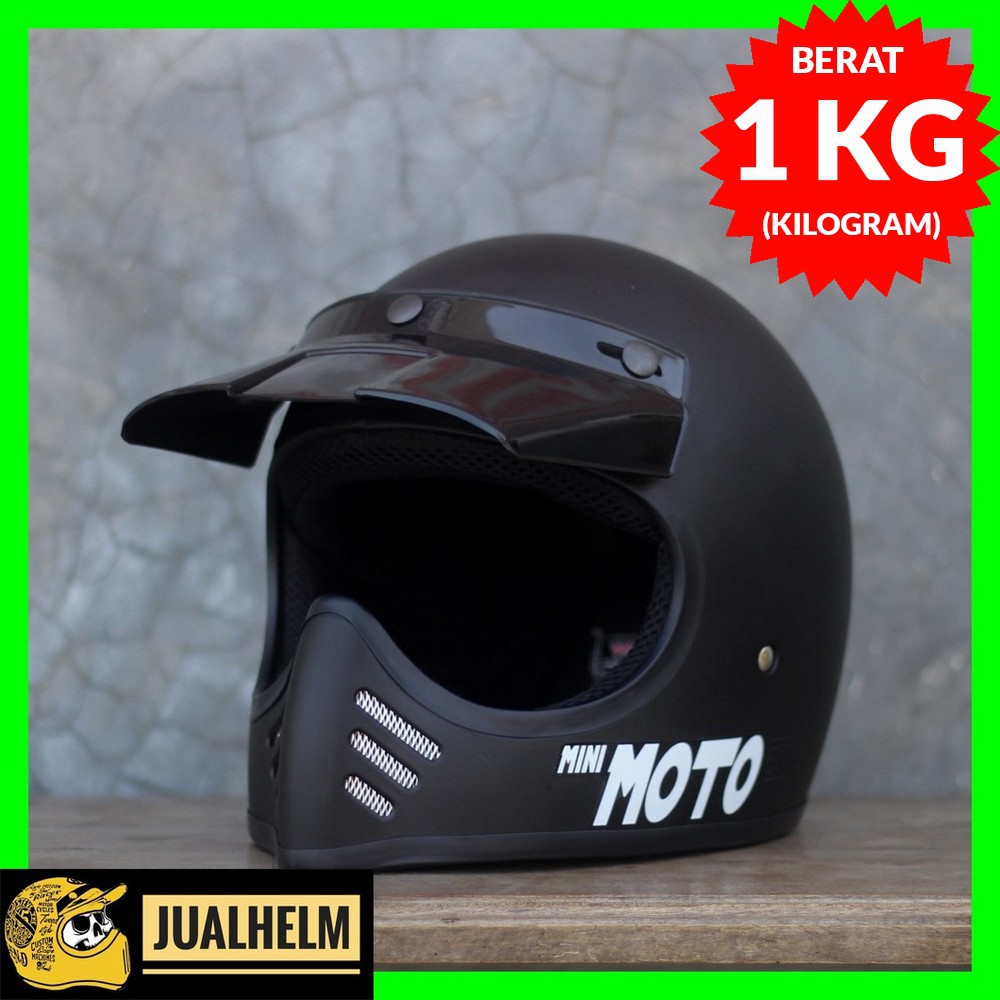 Jual Helm Cakil Mini Moto 3 Enduro Trail Black Doff | Helm Retro | Full ...