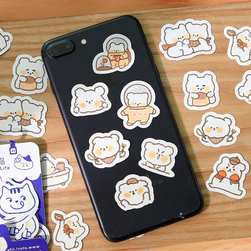 Jual 40pcs sticker aesthetics / Lot Stiker Kertas Gambar Lucu Beruang ...