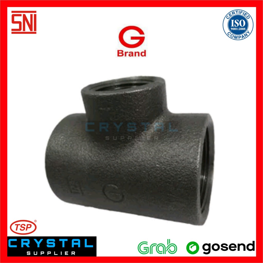 Jual VLOK TEE BESI HITAM 1 1/2 x 3/4" G BRAND DRAT BSPT / BLACK VERLOP ...