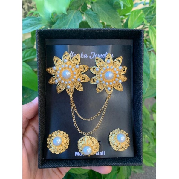 Jual bros alpaka bali set kebaya motif KANCING klopak anandi | Shopee Indonesia