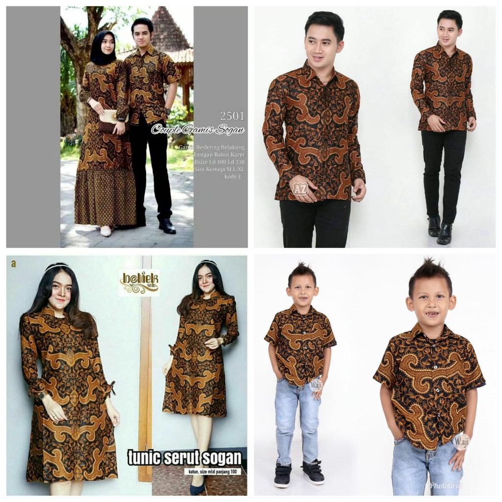 Jual Batik Couple Keluarga Motif Sogan Tanduk mat katun Batik Keluarga ...