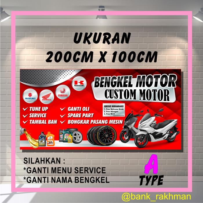 Jual Spanduk Banner Bengkel Motor Ukuran 200Cm X 100Cm | Shopee Indonesia