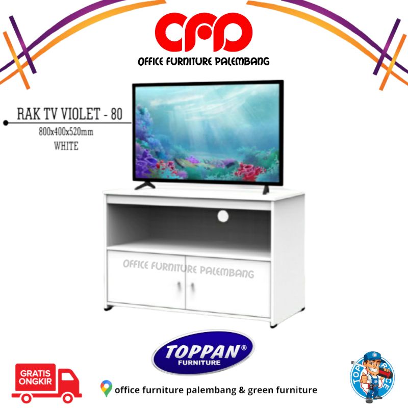 Jual meja tv toppan RTV VIOLET-80 rak tv putih buffet tv minimalis ...