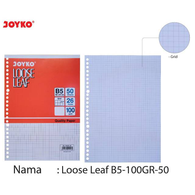 Jual Isi Binder Loose Leaf Kertas Grid Kotak - Kotak Dotted Titik - Titik A5 20ring B5 26ring ...