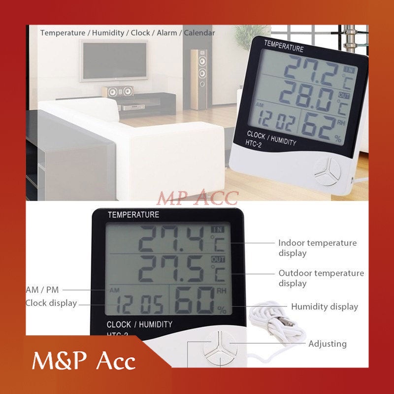 Jual New Taffware Digital Temperature, Humidity Meter with Clock Alarm ...