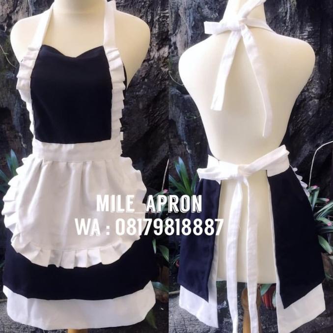 Jual French maid apron hitam putih / celemek / kostum | Shopee Indonesia
