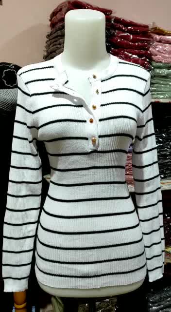 Jual CAMARO Sweater Rajut Striped Kancing Gold | Shopee Indonesia