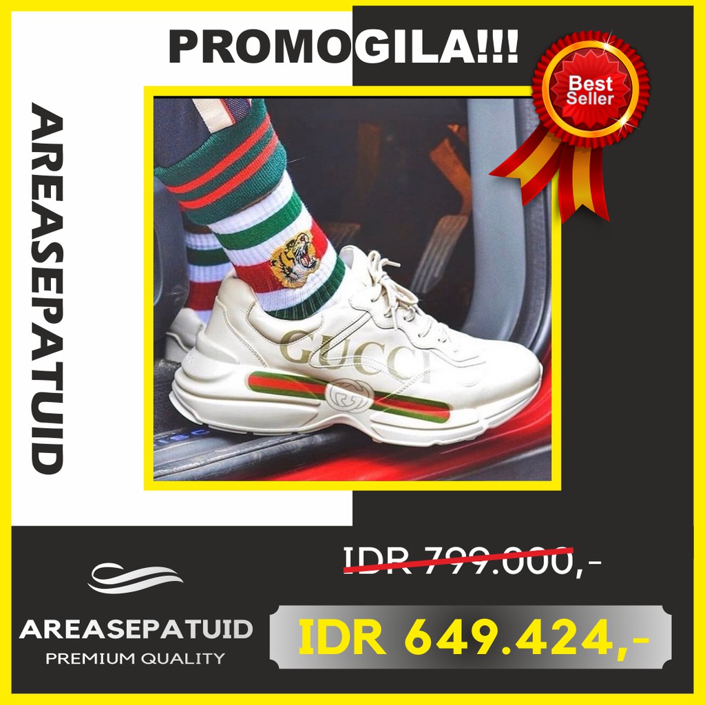Jual GUCCI RYTHON LOGO LEATHER - SEPATU SNEAKERS PRIA BRANDED - PREMIUM ...