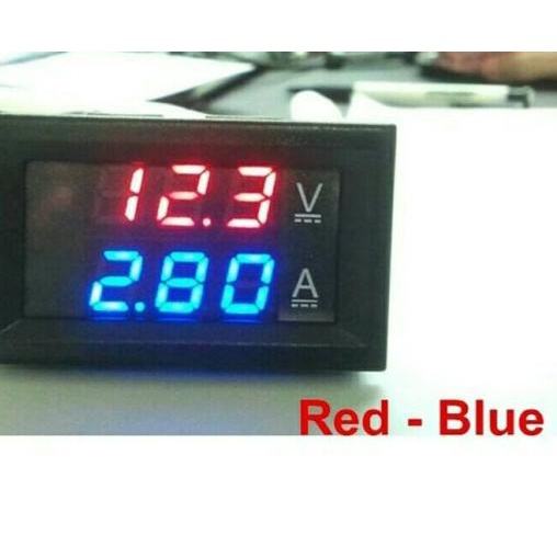 Jual DC 0-100V 10A Digital Voltmeter Ammeter Panel Gauge 0.28" Red Blue ...