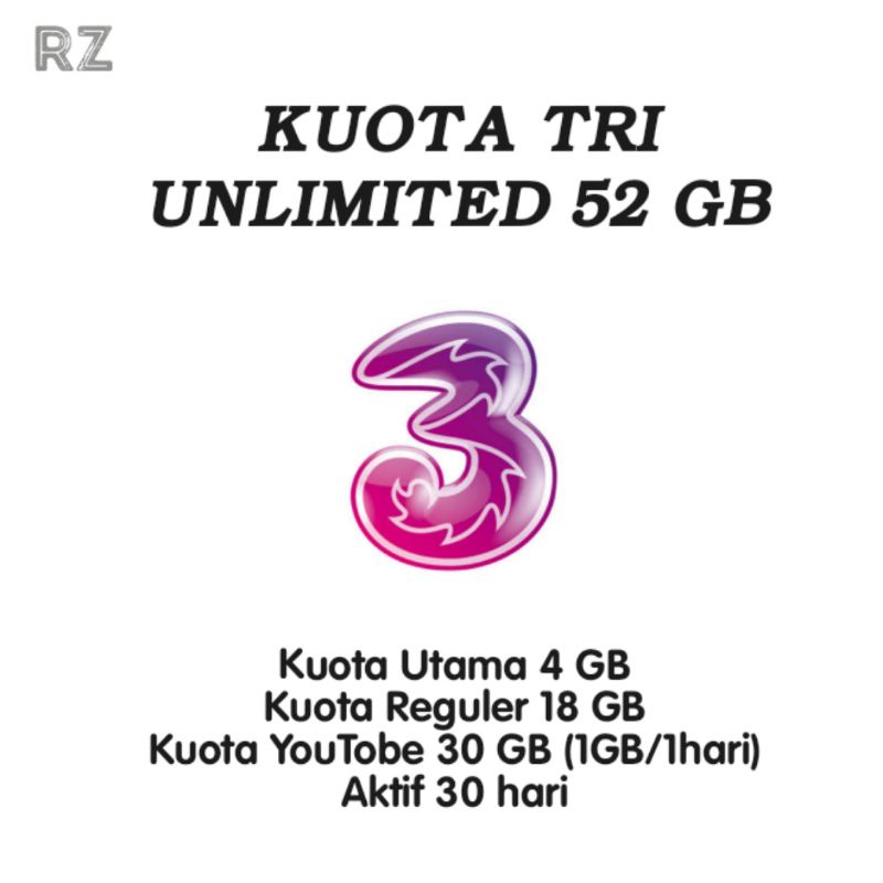 Jual Kuota Tri Unlimited 52GB Nasional , Semua jaringan 24 jam (Kuota Langsung Masuk) | Shopee ...