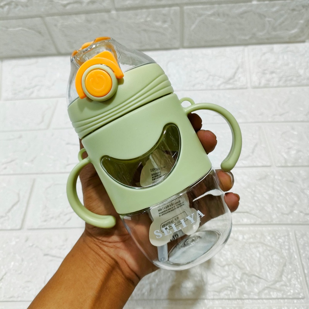Jual BOTOL MINUM ANAK SELIYA COVER PLASTIK GAGANG BPA FREE / SEDOTAN 420ML | Shopee Indonesia