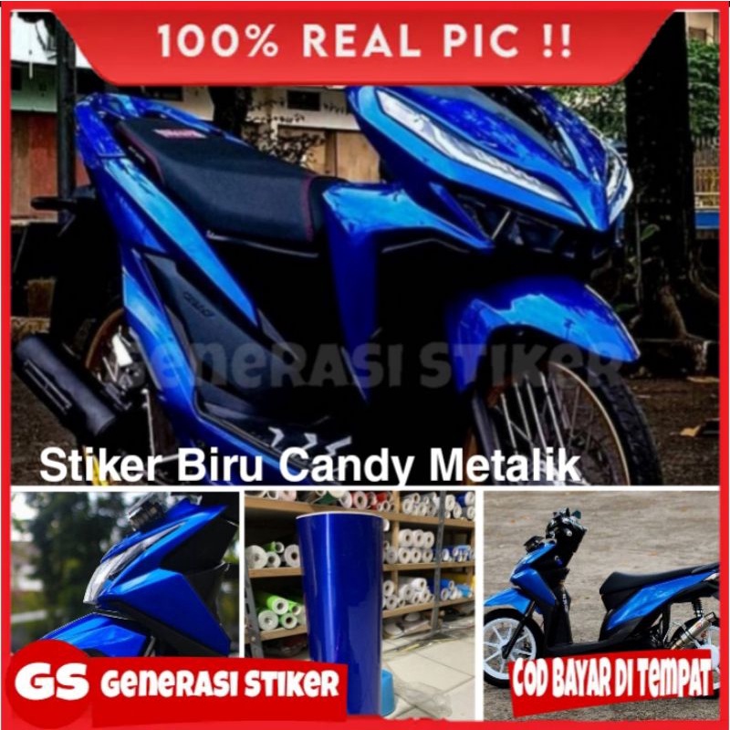 Jual Stiker Skotlet Motor Biru Metalik Candy Sticker Metalic Candy Biru ...