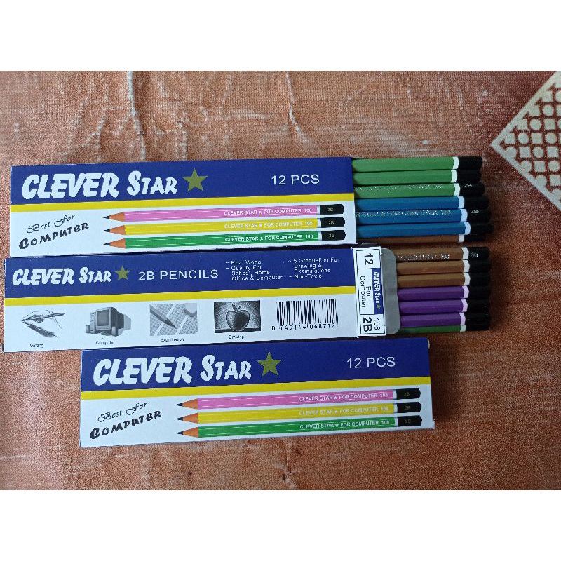 Jual (12pcs) Pensil 2B Clever Stark Murah/Pencils 2B/Alat Tulis/Alat ...