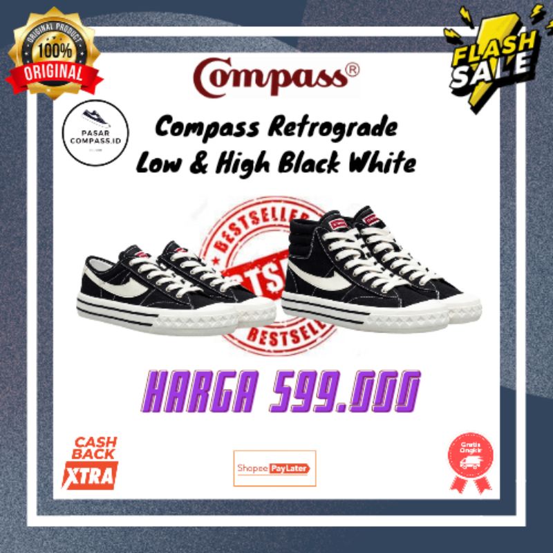 Jual [BNIB&ORIGINAL]Compass Retrograde High/Low Black White | Shopee ...