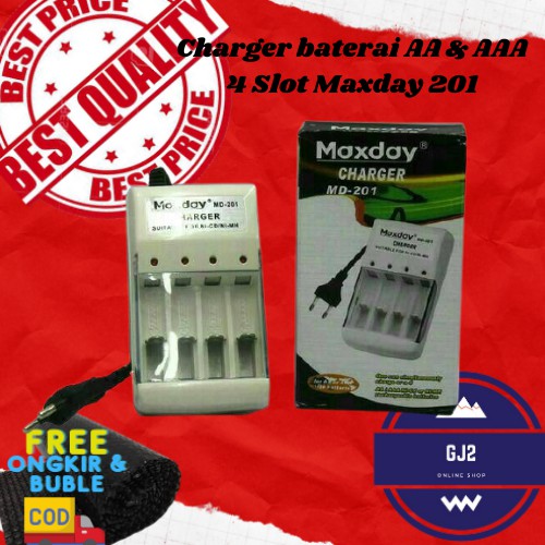 Jual Charger Baterai Maxday 201 Alat Cas Baterai AA dan AAA isi 4 ...
