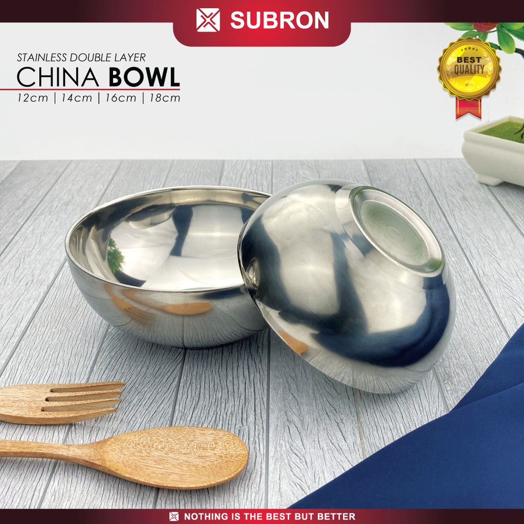 Jual SUBRON China Bowl Mangkok Stainless 11.5cm 14cm Mangkuk Makan ...