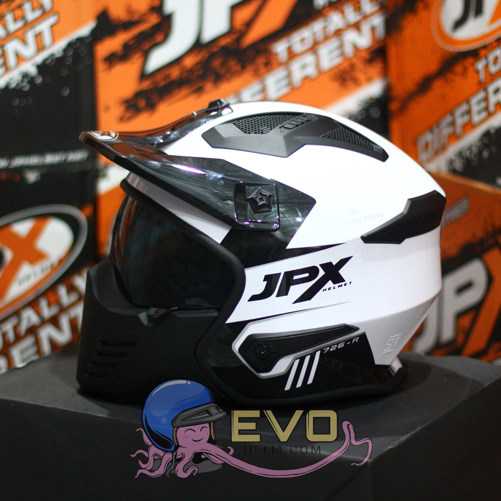 Jual HELM JPX MX 726 - R SOLID BLACK DOFF, HELM JPX MX 726 - R SOLID HALF FACE / FULL FACE ...