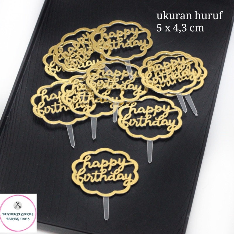 Jual Cake topper happy birthday awan gold isi 10 pcs plastik | Shopee ...