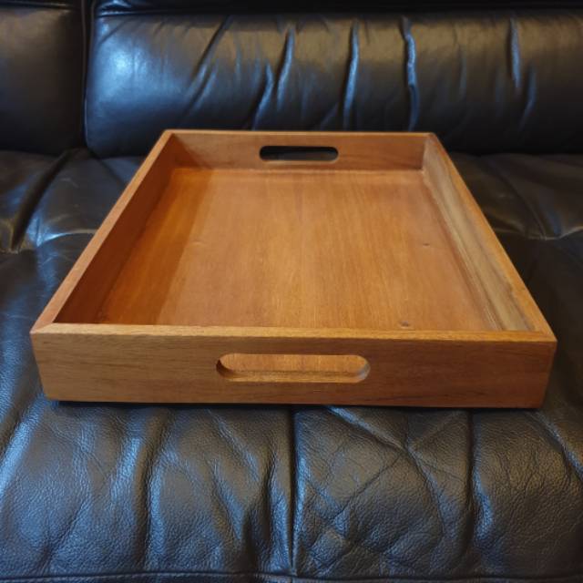 Jual Nampan kayu / wooden tray 30cm x 40cm x 5cm | Shopee Indonesia