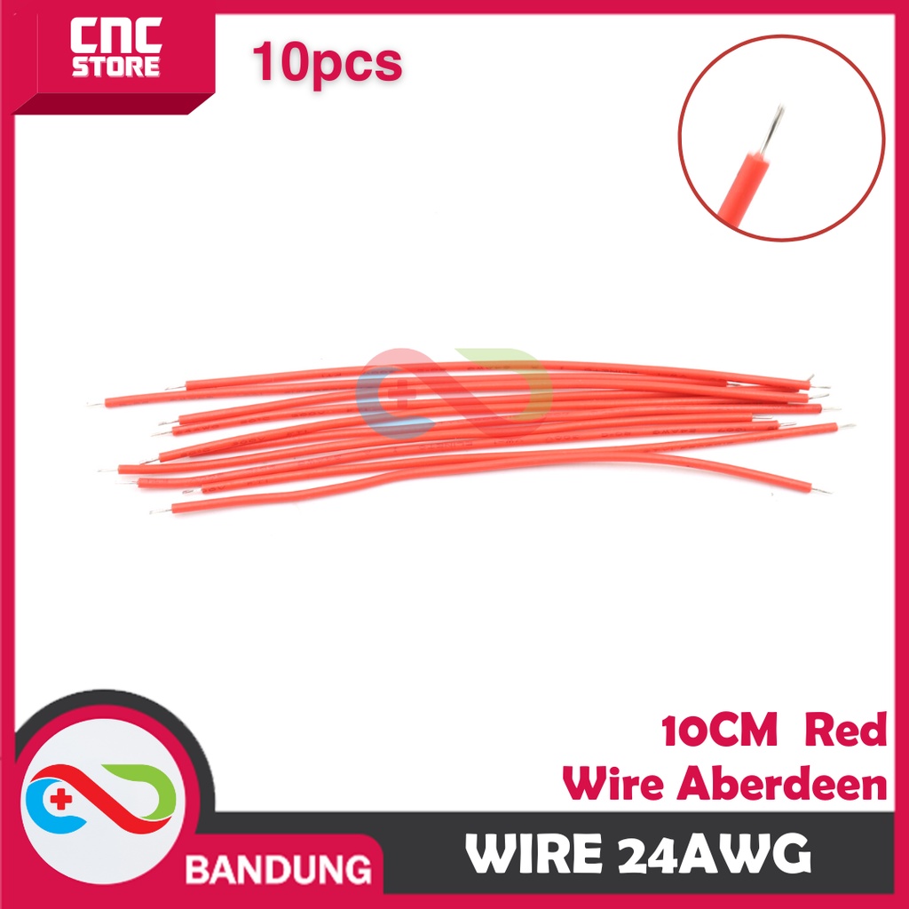 Jual 10PCS KABEL WIRE ABERDEEN RED WIRE CONECTING KABEL 24AWG | Shopee ...