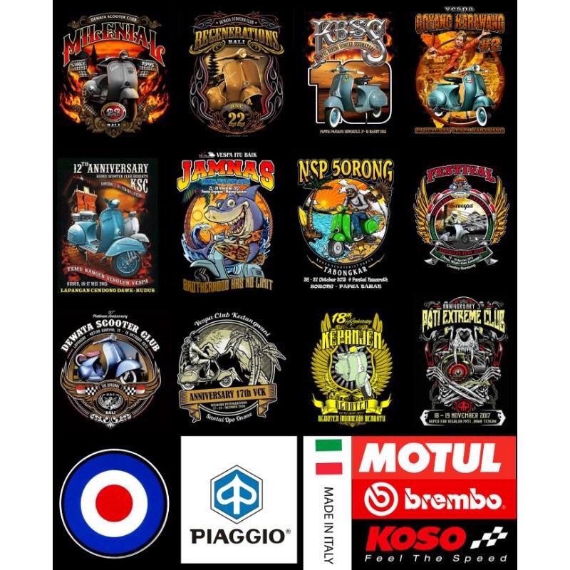 Jual stiker acara vespa isi 16 tempel di helm motor dll | Shopee Indonesia
