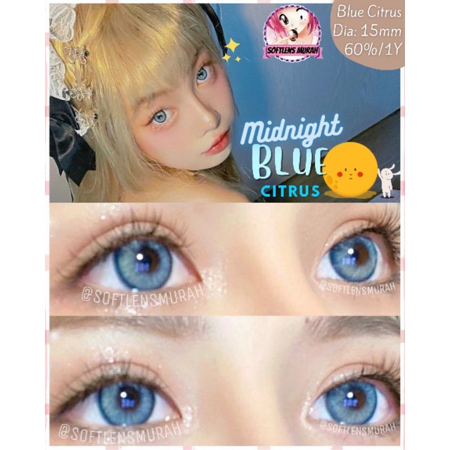 Jual midnight citrus blue softlens korea biru langit laut gradasi ...