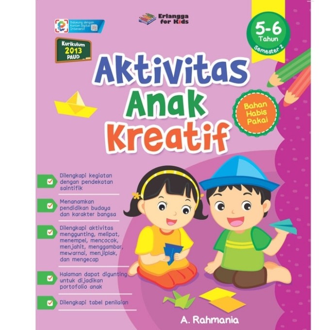 Jual Buku Paud Seri aktivitas anak kreatif 5-6 Tahun semester 2 edisi terbaru Penerbit Erlangga ...