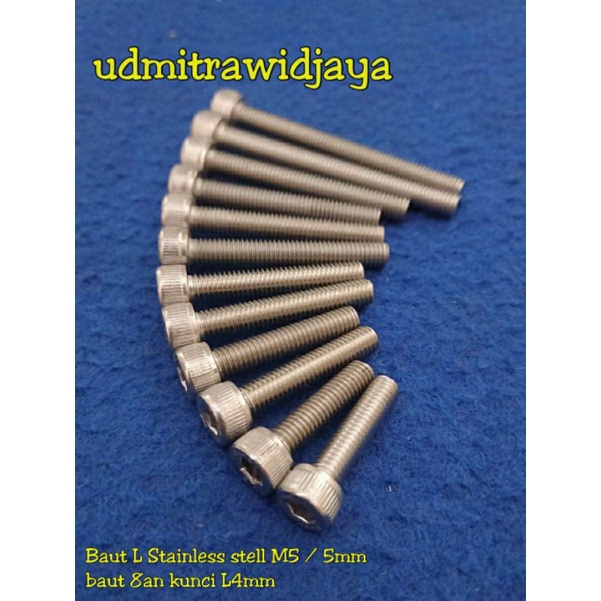 Jual BAUT L STAINLESS STELL M5x20,25,30,35,40,50,60, A2-70 304 baut 8an baut L ss M5 diameter ...