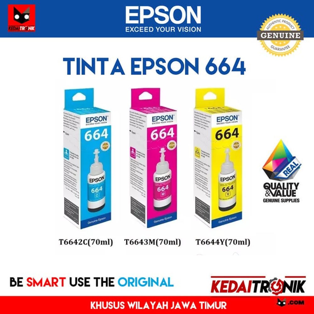 Jual Tinta Epson 664 Black Color CMYK Warna Asli | Shopee Indonesia