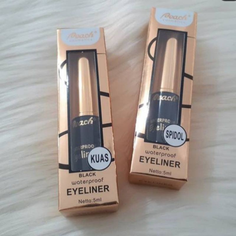 Jual Peach Eyeliner Waterproof Black Kuas / Spidol | Shopee Indonesia
