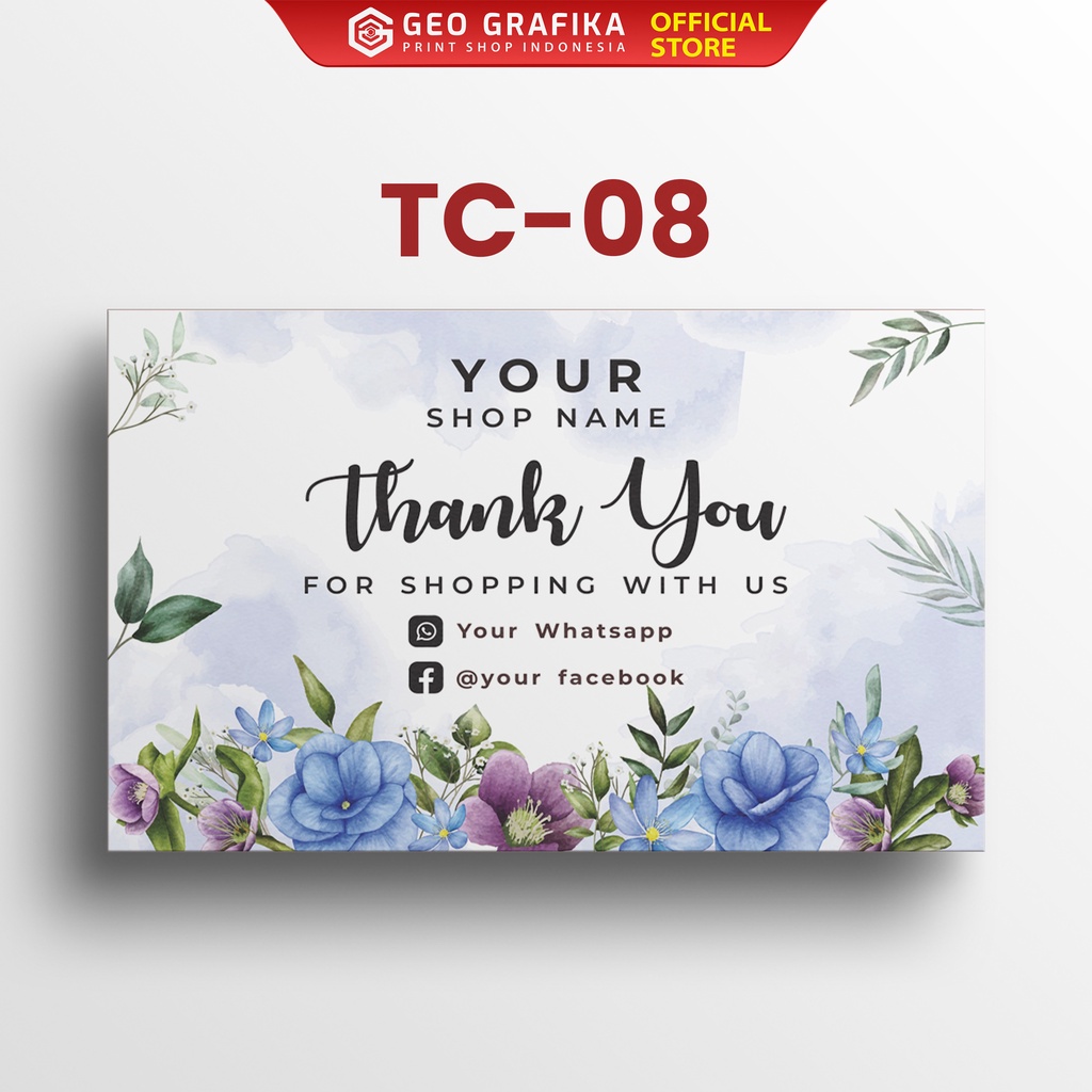 Jual Thank You Card / Kartu Ucapan Terima Kasih Aesthetic Online Shop Custom Free Desain - Geo ...