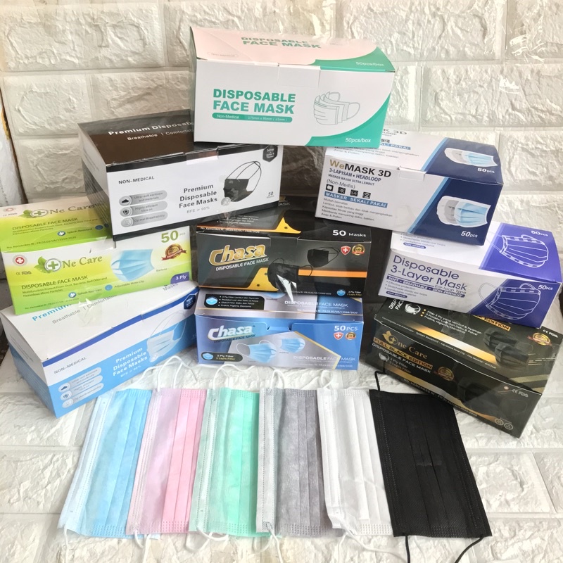 Jual MASKER EARLOOP HEADLOOP 3PLY 1BOX ISI 50PCS / READY BERBAGAI MACAM ...