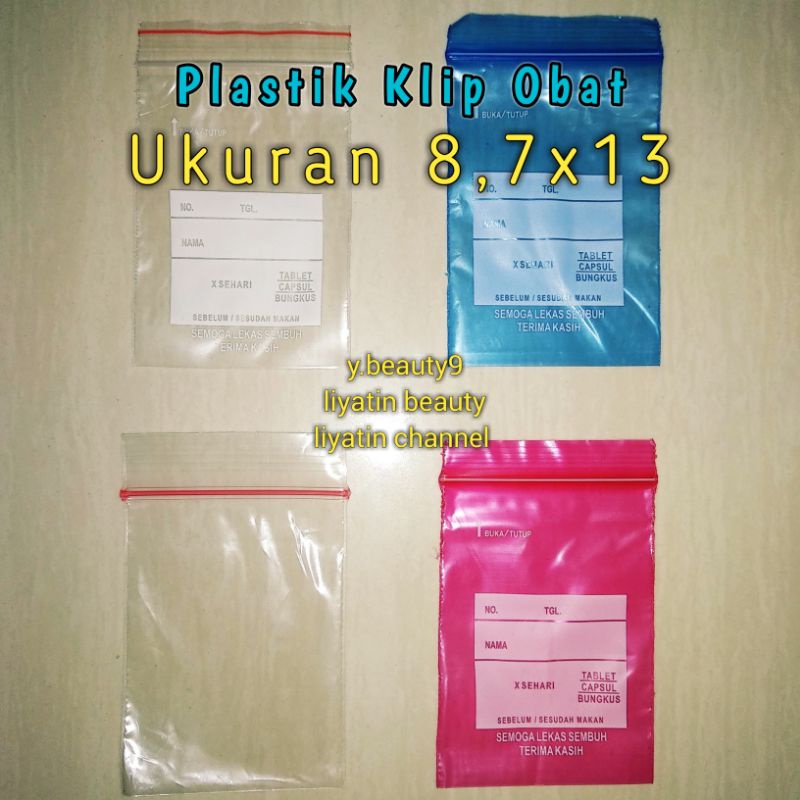 Jual Plastik Obat Ukuran 8,7x13 Plastik Obat Klip 13x8,7 Pack isi 100 ...