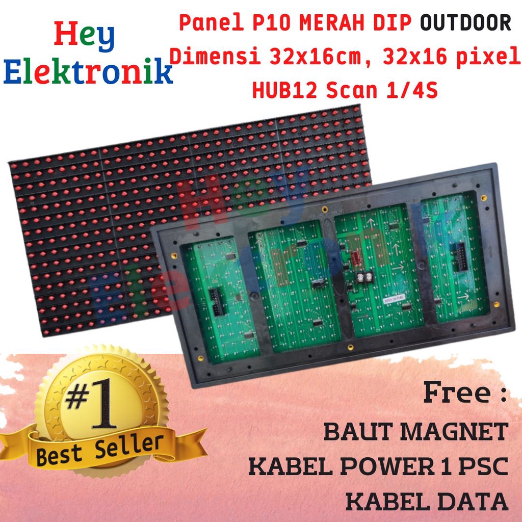 Jual Panel Module Model LED P10 Merah Red DIP Outdoor Running Text ...