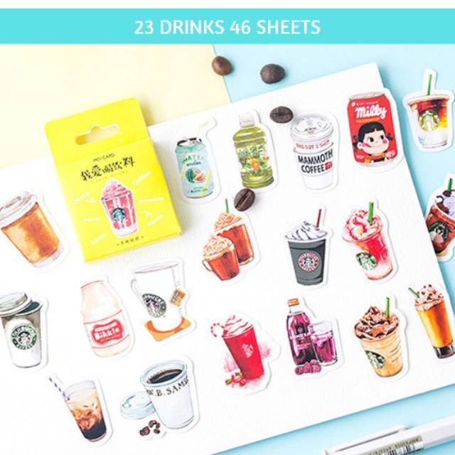 Jual STICKER MINUMAN CUTE BUJO PLANNER KIT AGENDA DECO STICKER CANTIK ...