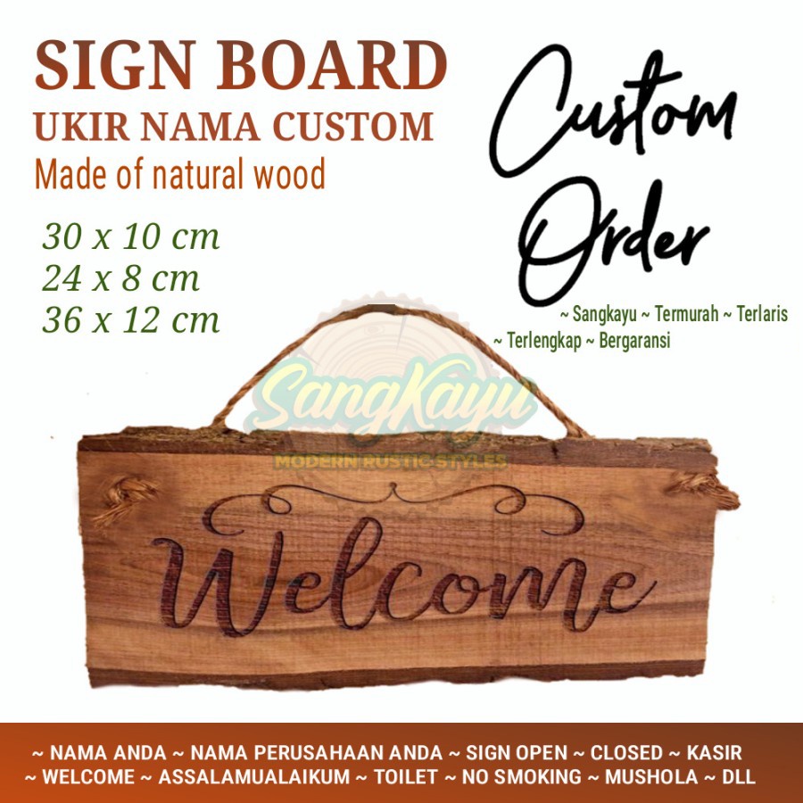Jual SangKayu Papan Nama Kayu Signage Sign Ukir Nama Kayu Sign Board 2 ...