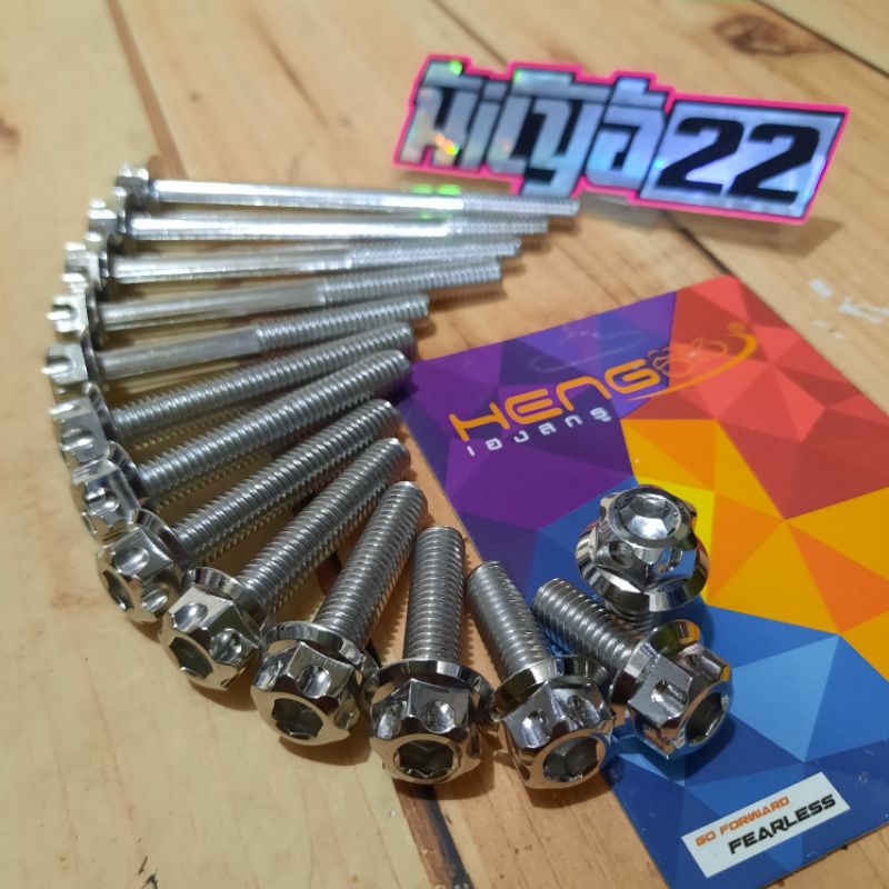 Jual baut 12 probolt m8 stainless chrome model GS1 1,5cm sd 10cm original Heng thailand | Shopee ...
