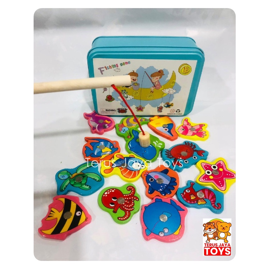 Jual Mainan Edukasi Anak Pancing Ikan Magnet Kayu | Shopee Indonesia