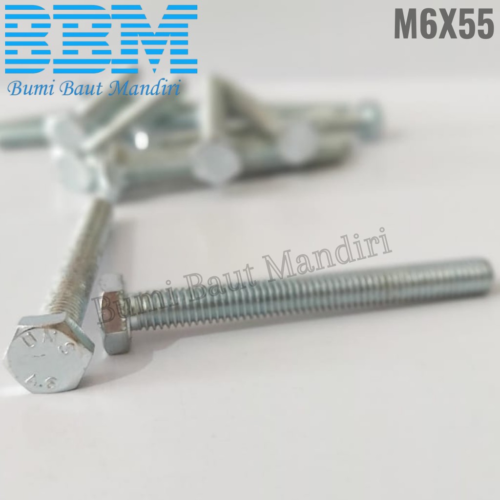 Jual BAUT MUR BESI 6x55 PUTIH // BAUT DAN MUR 6X55 // BMP 6x55 PER PACK ...
