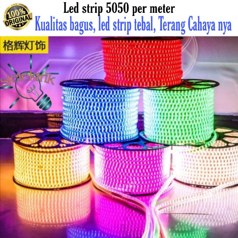 Jual Led strip rgb 5050 lamp AC 220 volt warm white,white,blue,green ...