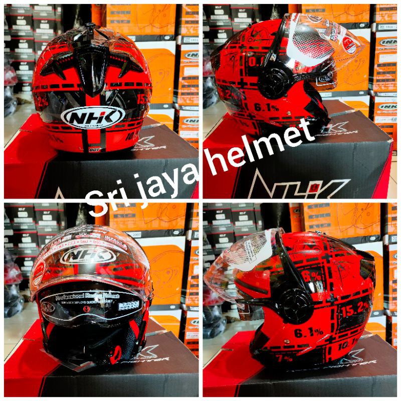 Jual DISCOUNT_ HELM NHK GLADIATOR MERAH FERARI/RED SOLID DOBEL VISOR ...