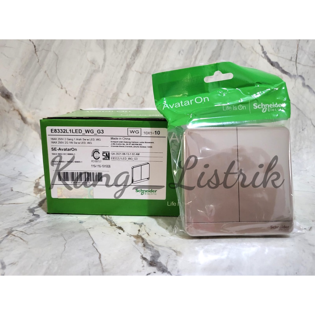 Jual Saklar Double / Seri Schneider AvatarOn Gold E8332L1LED_WG_G3 ...