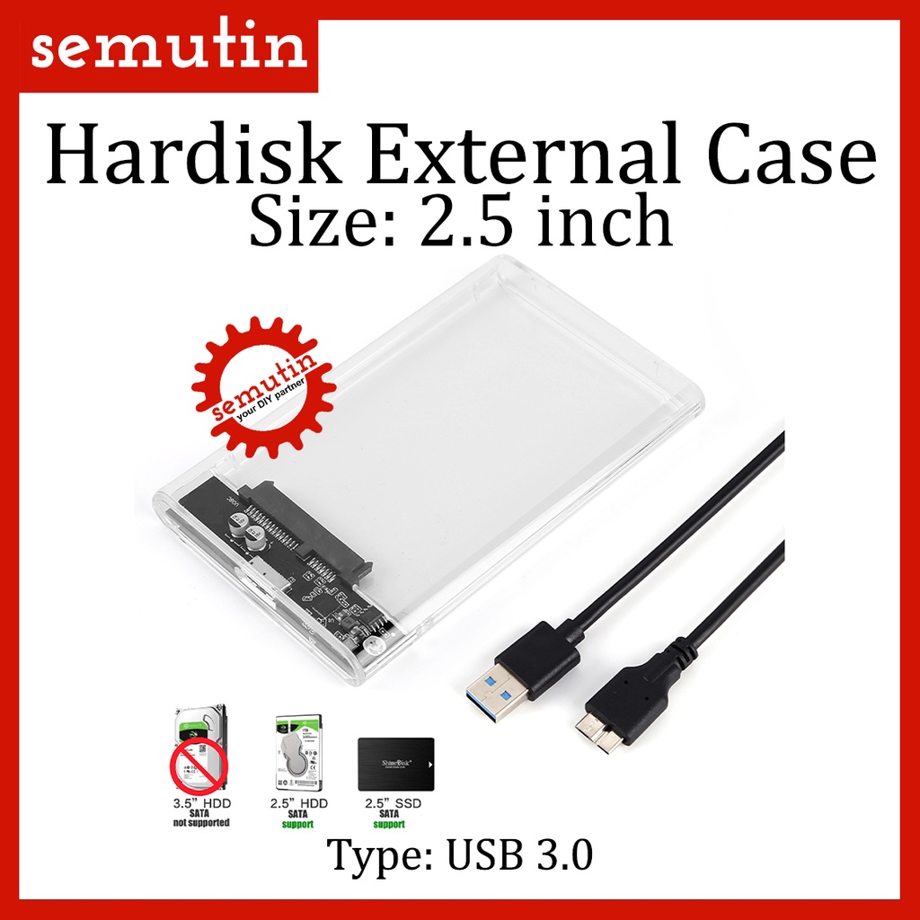 Jual Casing Hardisk External Case Transparan / 2.5 inch HDD USB 3.0 SSD 2,5 Sata Enclosure ...
