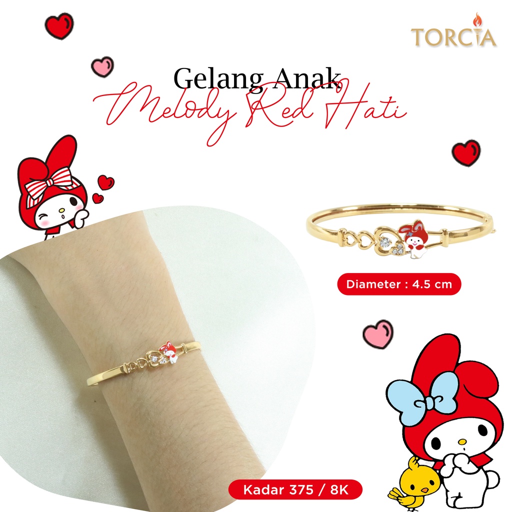 Jual Gelang Bayi dan Anak Emas Asli My Melody Merah Hati Kadar 375 ...