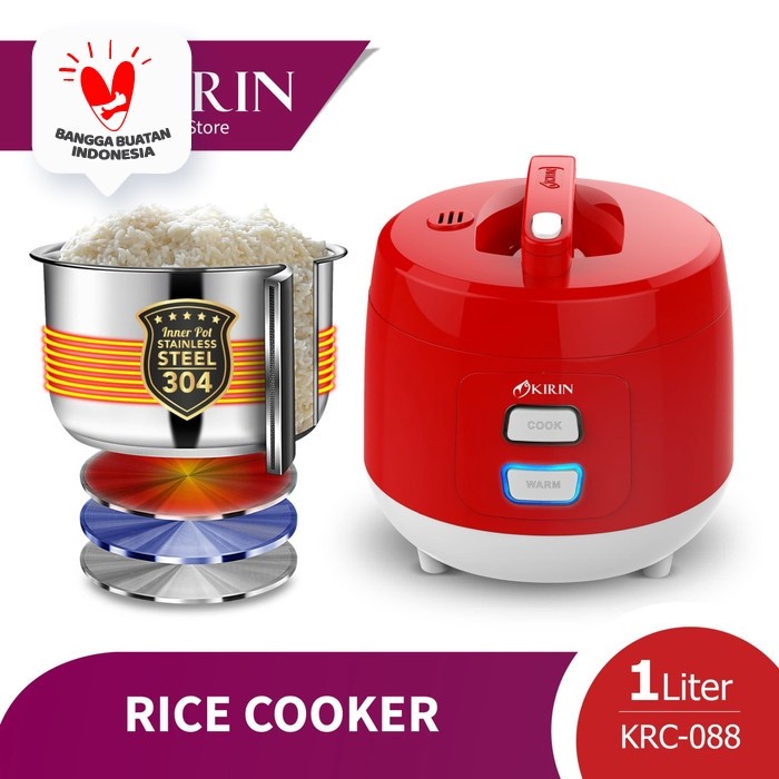 Jual KIRIN Rice Cooker Stainless 1 Liter KRC-088 | Shopee Indonesia
