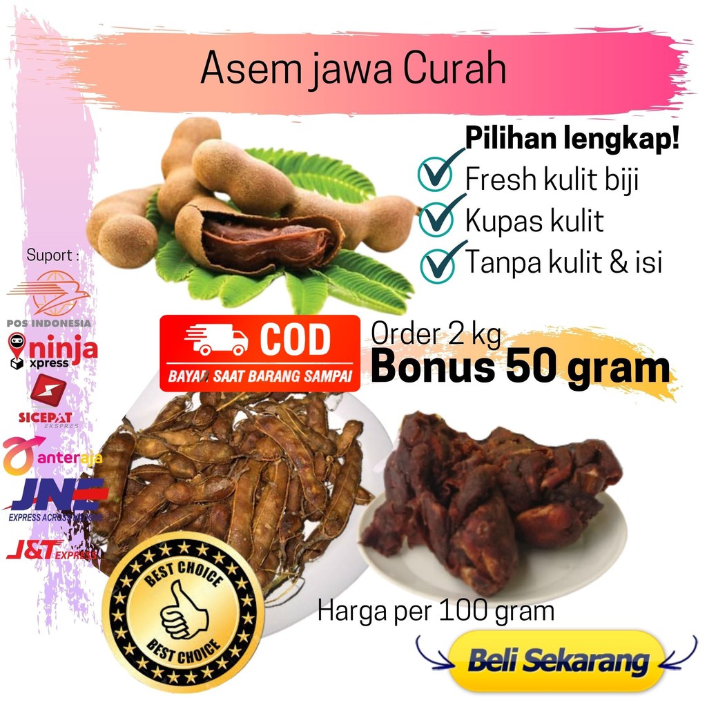 Jual Asem Jawa / Buah Asem / asam matang pohon / asam segar / 100 gram ...