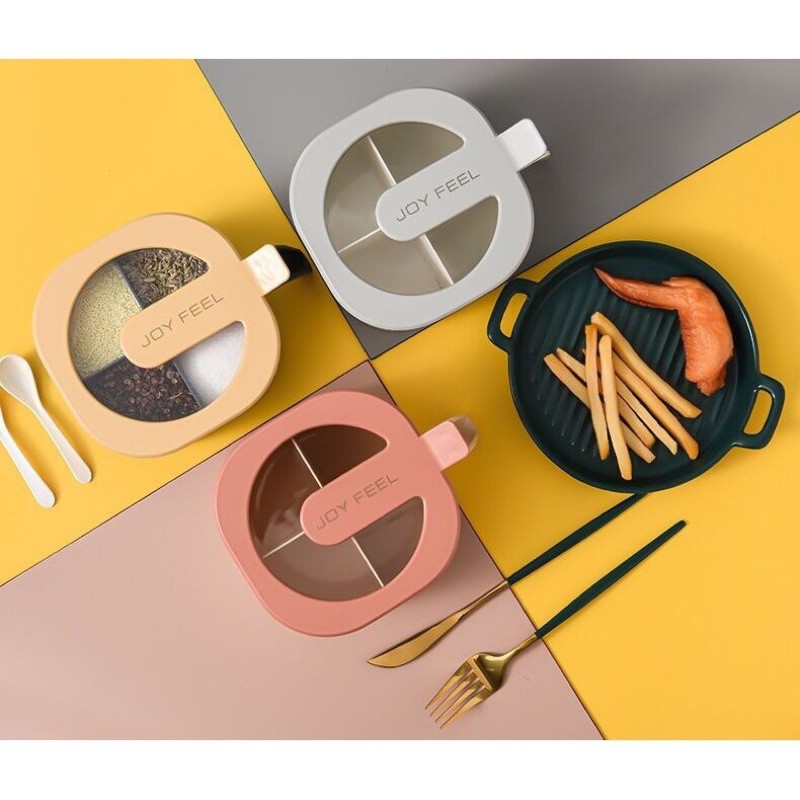 Jual Tempat bumbu dapur sekat 4in1 dengan tutup wadah gula garam ...