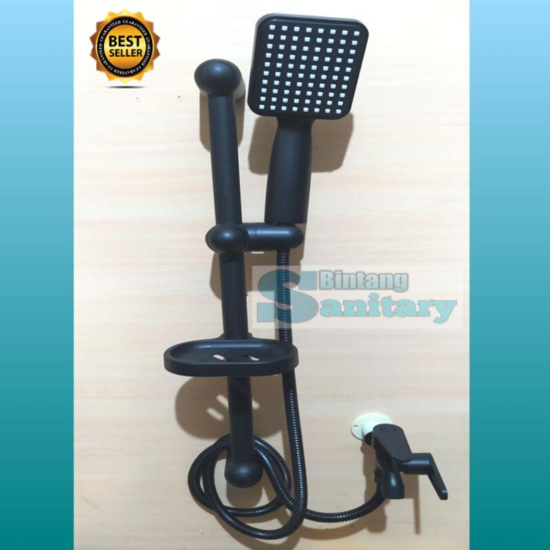 Jual paket tiang shower set / shower tiang hitam hand shower kotak ...
