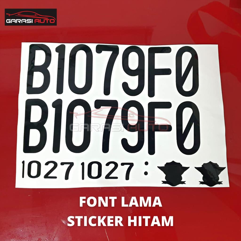 Jual Stiker Plat Nomor Mobil Hitam Sticker Font Terbaru Dasar Putih ...