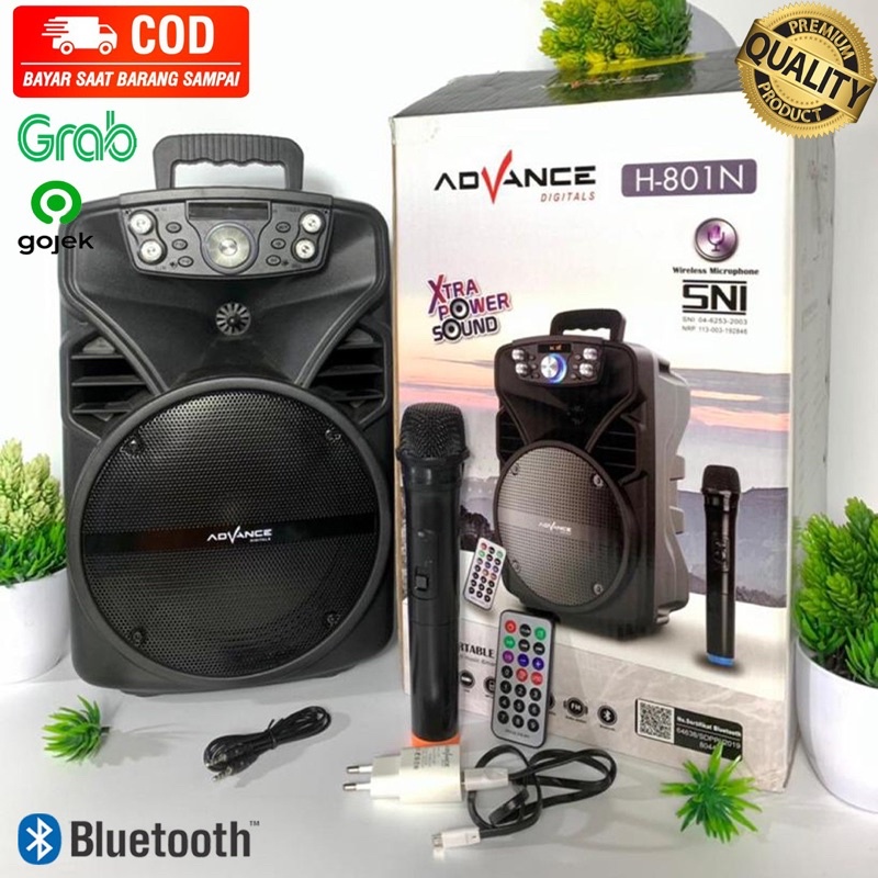Jual SPEAKER ADVANCE BLUETOOTH WIRELESS H-801N + FREE MIC WIRELESS ...